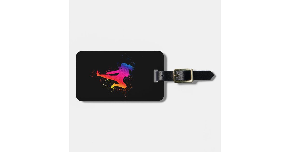 Female Martial Arts, High Kick, Paint Splash Luggage Tag | Zazzle