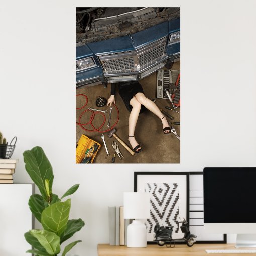 female mechanic fixing stuff poster | Zazzle