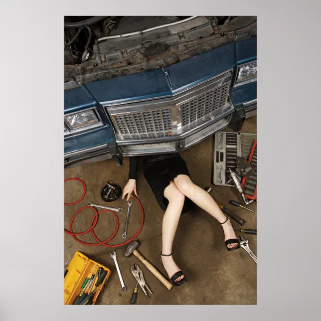 female mechanic fixing stuff poster | Zazzle