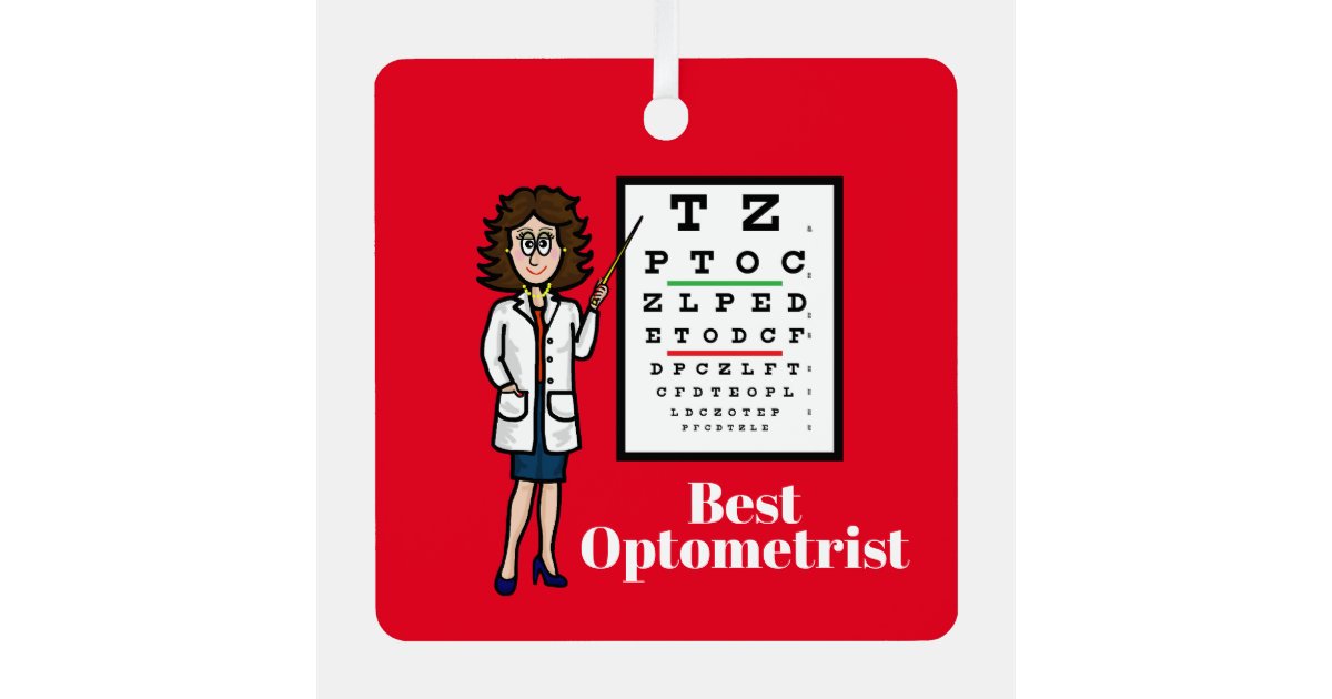 Female Optometrist and Eye Chart Ornament | Zazzle