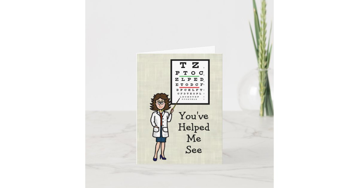 Female Optometrist Thank You Card | Zazzle