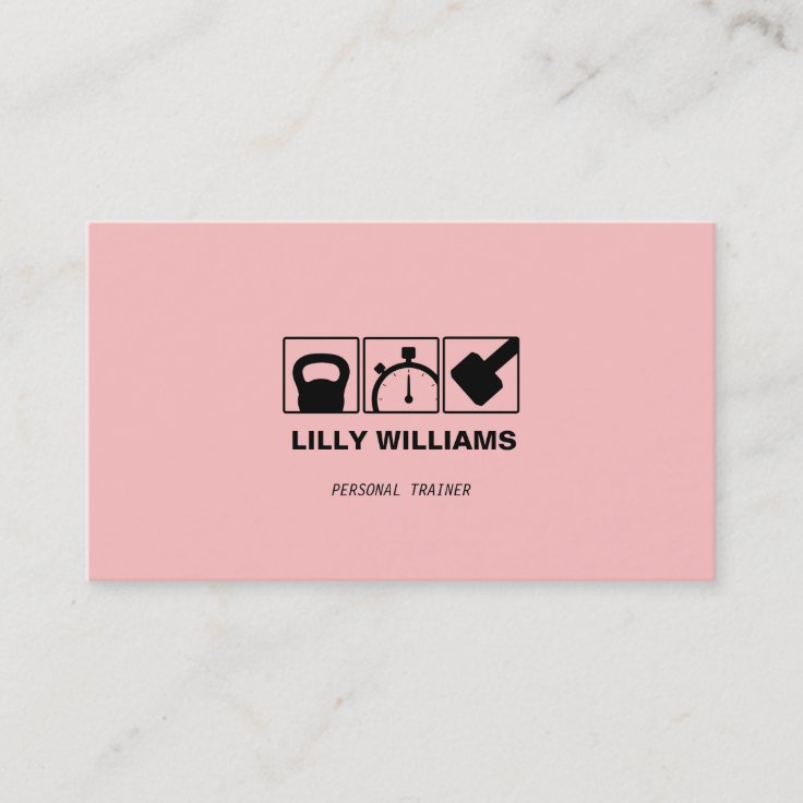 Female Personal Trainer Pink Fitness Business Card | Zazzle