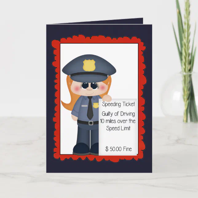 Female police traffic cop greeting add words card | Zazzle