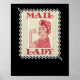 Female Postal Worker Mail Lady Stamp Poster | Zazzle