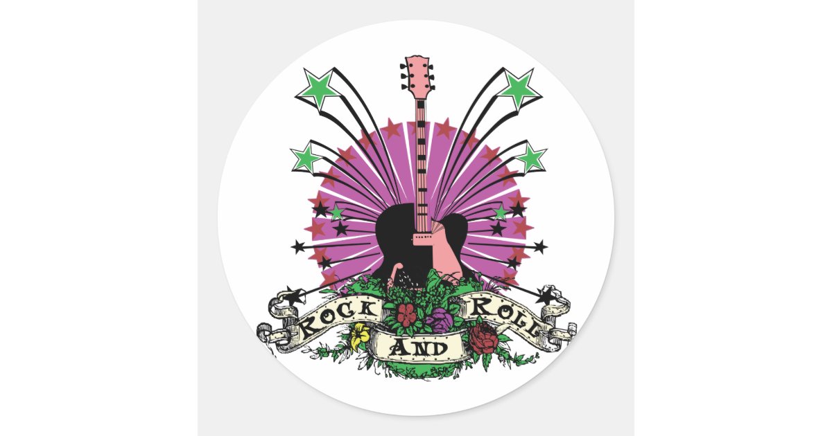 Female Rock n Roll Classic Round Sticker | Zazzle