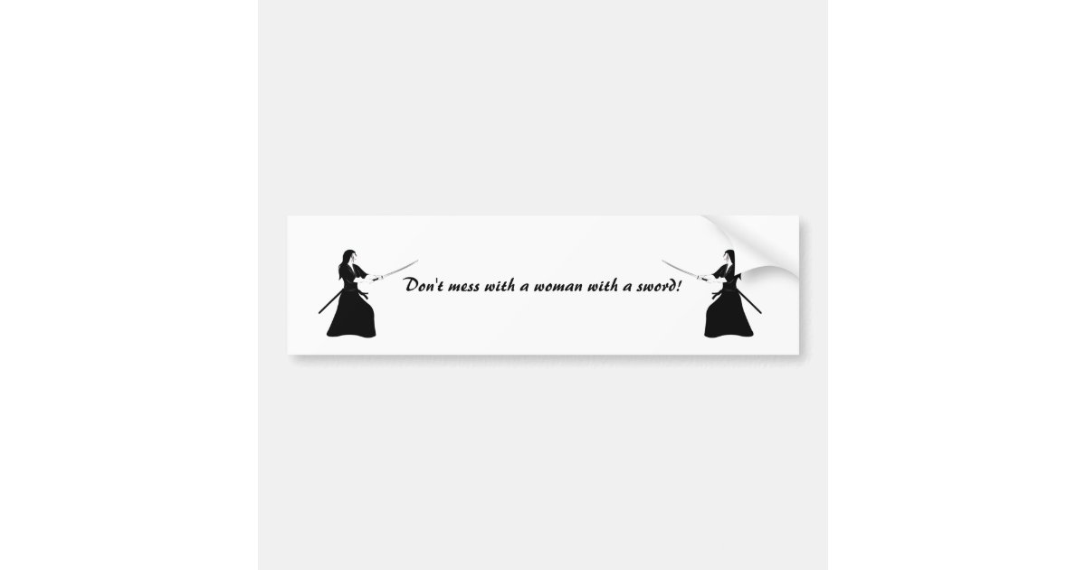 Female Samurai Warrior with Sword Bumper Sticker | Zazzle