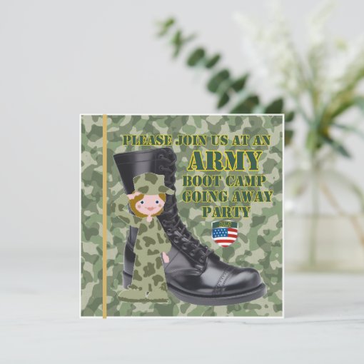 Female Soldier Boot Camp Going Away Invitation | Zazzle
