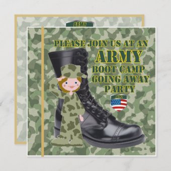 Female Soldier Boot Camp Going Away Invitation | Zazzle