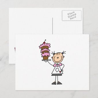 Female Stick Figure Baker Postcard | Zazzle