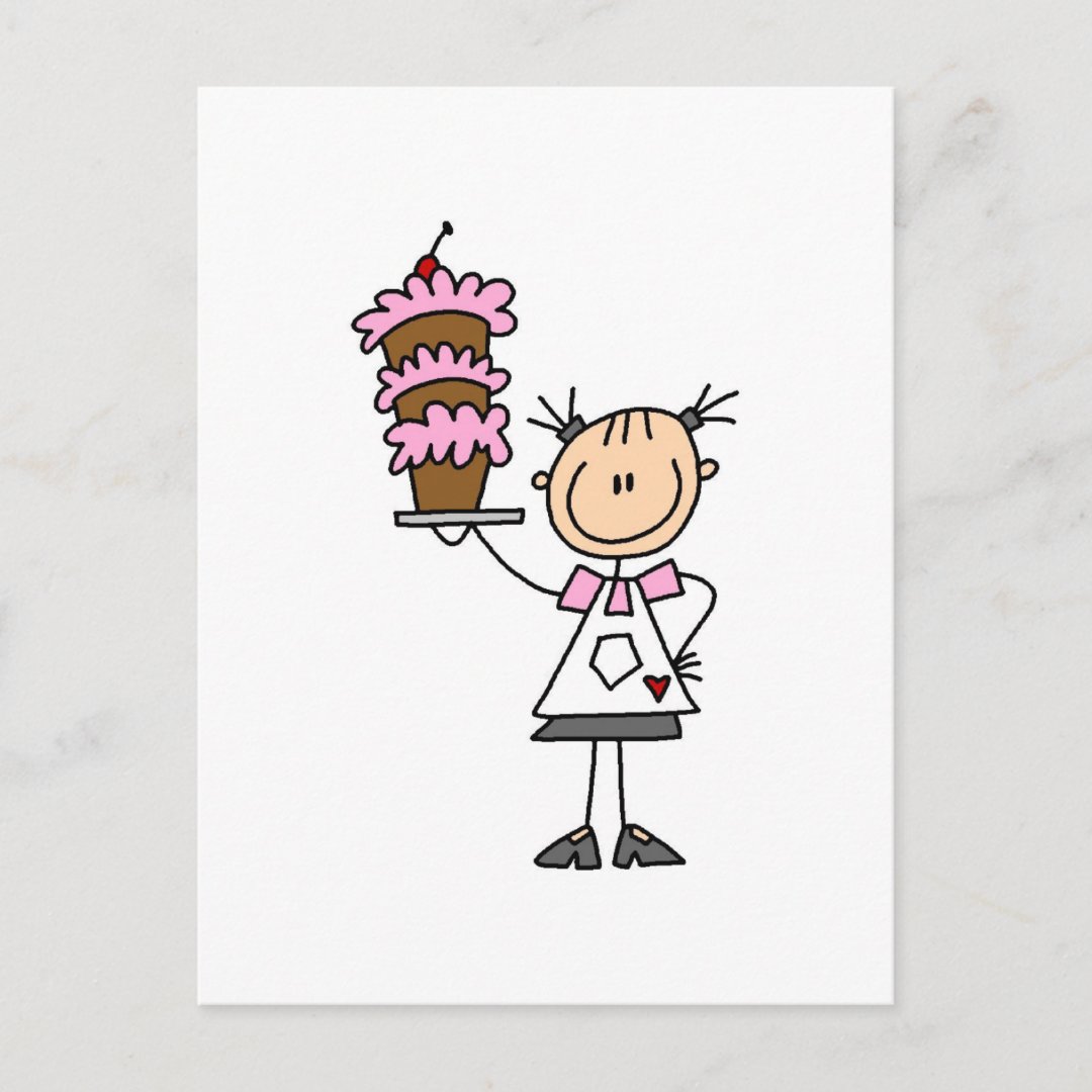 Female Stick Figure Baker Tshirts and Gifts Postcard | Zazzle