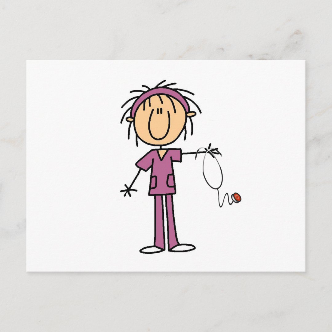 Female Stick Figure Nurse Postcard | Zazzle