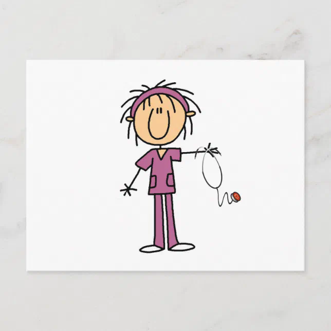 Female Stick Figure Nurse Postcard | Zazzle