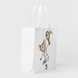 Female Stick Figure Tennis Player Grocery Bag | Zazzle