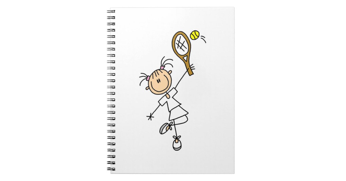 Female Stick Figure Tennis Player Notebook | Zazzle