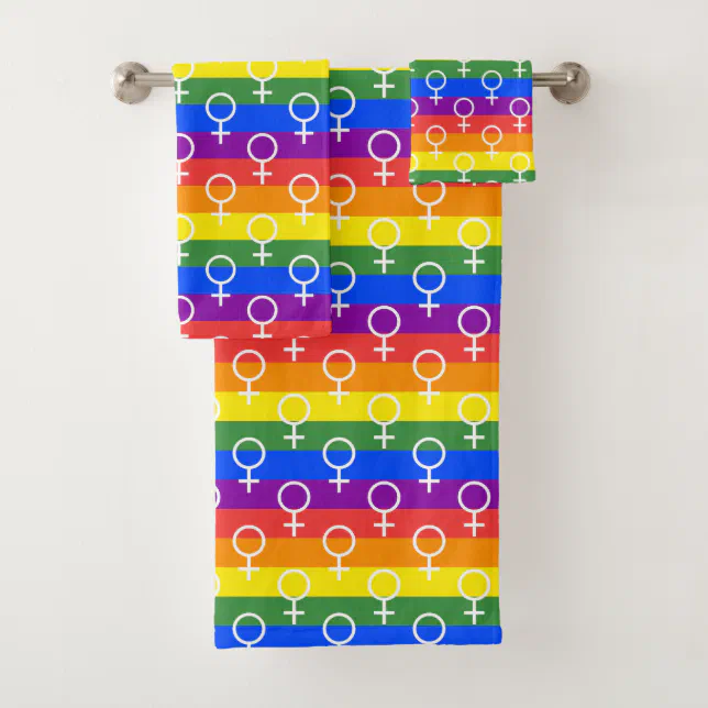 Female Symbol Rainbow Pattern Bath Towel Set | Zazzle