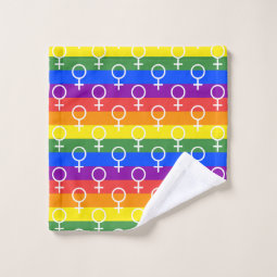 Female Symbol Rainbow Pattern Bath Towel Set | Zazzle