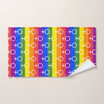 Female Symbol Rainbow Pattern Bath Towel Set | Zazzle