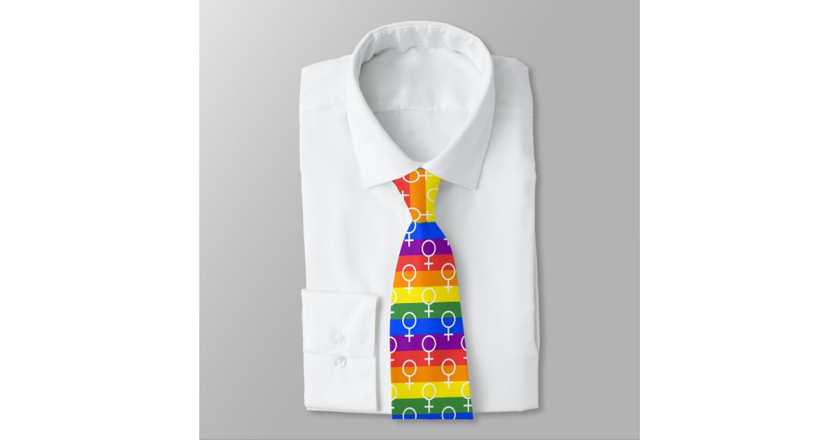 Female Symbol Rainbow Pattern Neck Tie | Zazzle