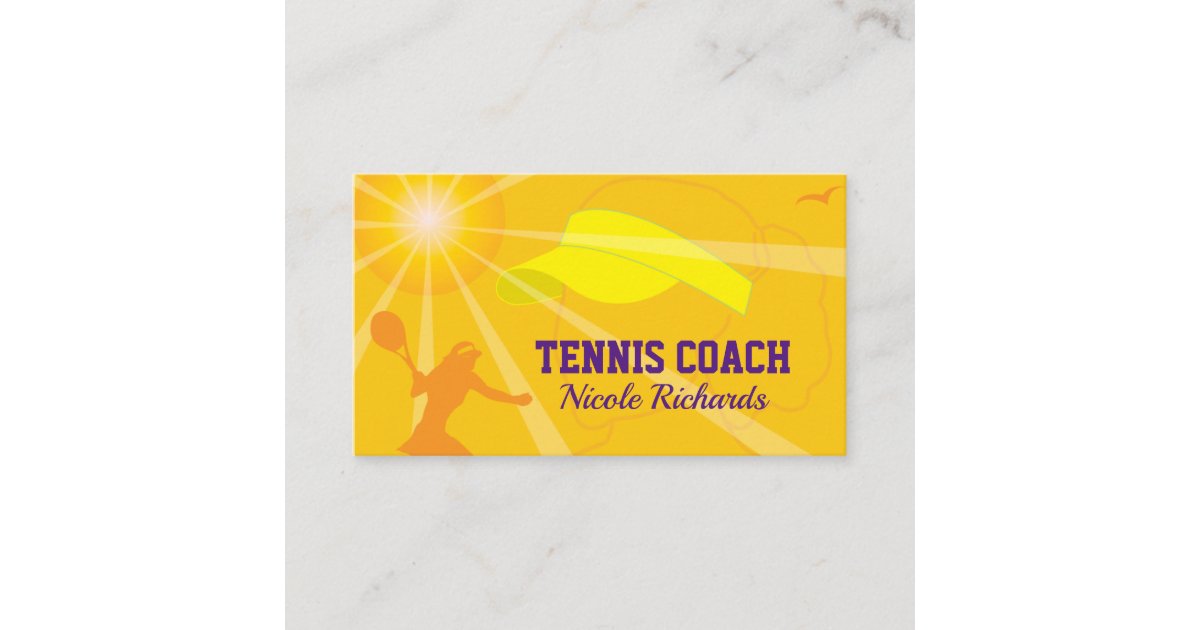Female Tennis Coach business card template | Zazzle