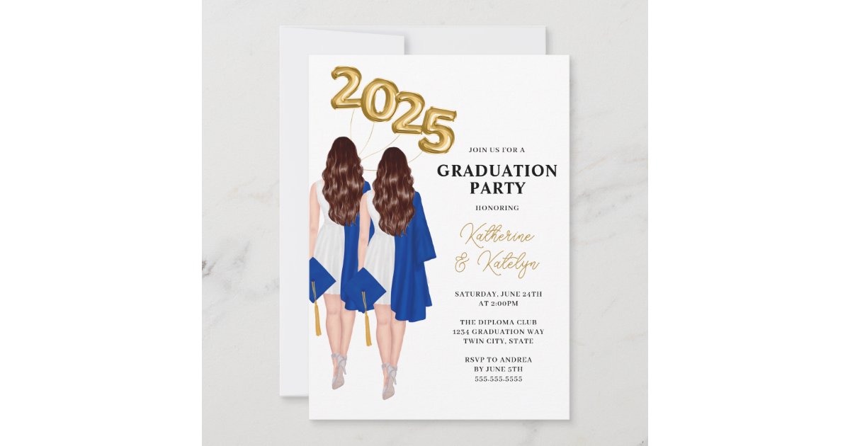 Female Twins Graduation Party Invitation | Zazzle