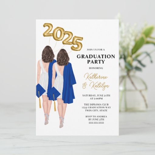 Female Twins Graduation Party Invitation | Zazzle