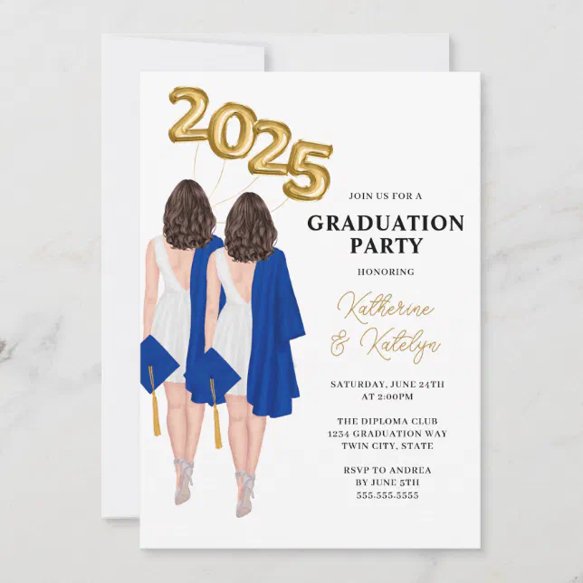 Female Twins Graduation Party Invitation | Zazzle