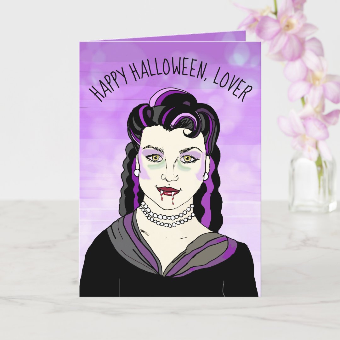 Female Vampire, Romantic Halloween Card | Zazzle