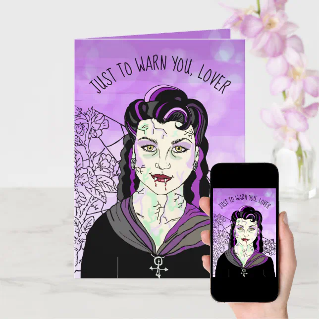 Female Vampire, Romantic Halloween I BITE Card | Zazzle