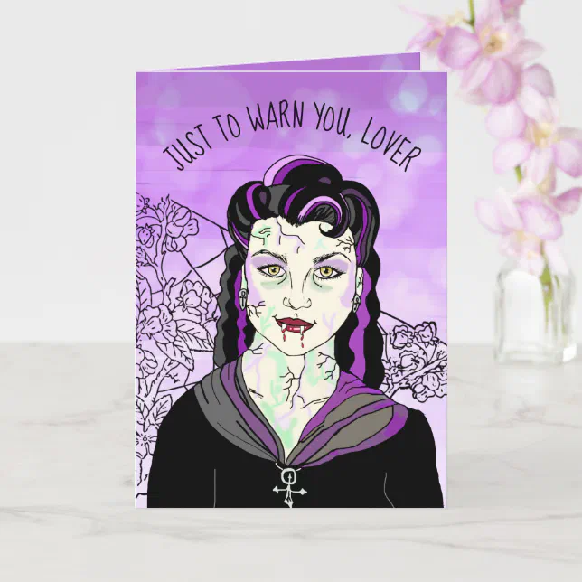 Female Vampire, Romantic Halloween I BITE Card | Zazzle