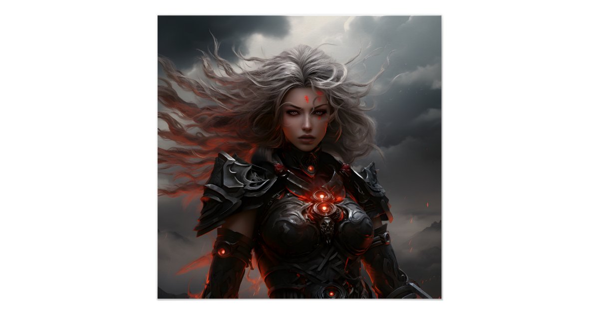Female Warrior Thunder and Lightning Poster | Zazzle