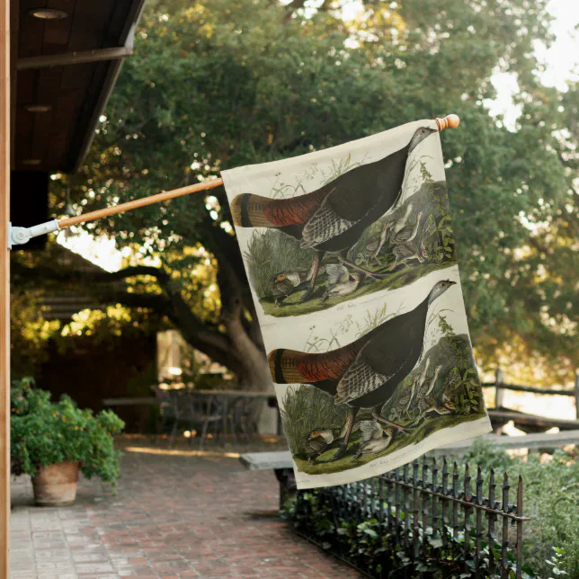 Female Wild Turkey from Audubon's Birds of America House Flag | Zazzle