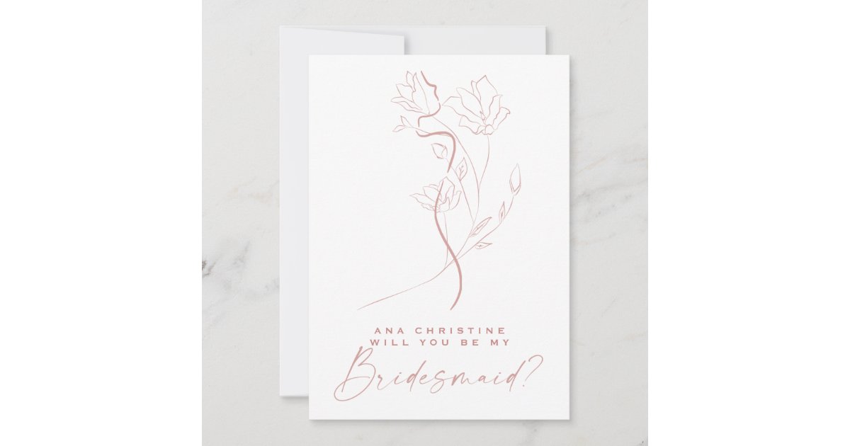 Feminine Art Blush Pink Flower Bridesmaid Proposal Invitation Zazzle