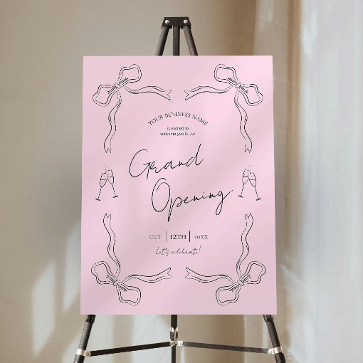 Feminine Blush Pink Hand Drawn Grand Opening Sign | Zazzle