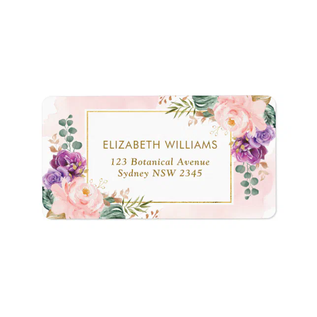 Feminine Blush Purple Tropical Bohemian Flowers Label | Zazzle