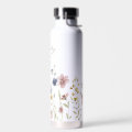 Feminine Boho Botanical Wildflowers with Monogram Water Bottle | Zazzle