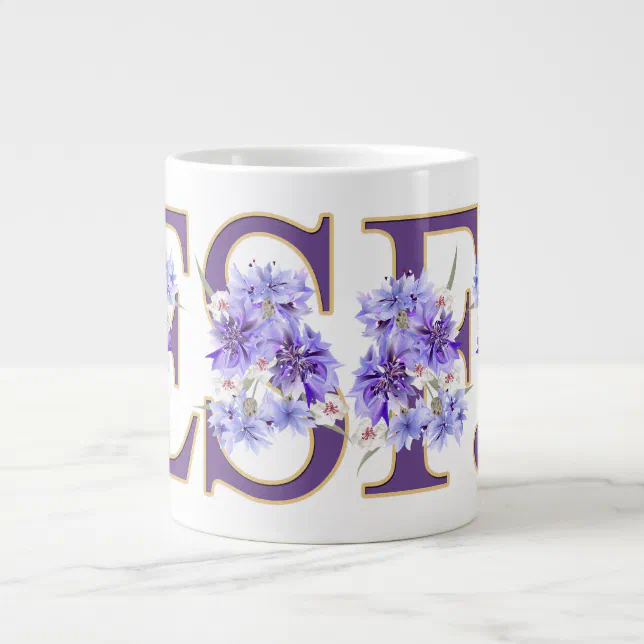 Feminine ESFJ Floral Letter MBTI Giant Coffee Mug | Zazzle