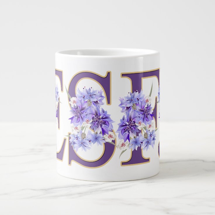 Feminine ESFJ Floral Letter MBTI Giant Coffee Mug | Zazzle