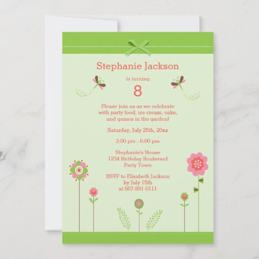 Feminine Flower Garden Birthday Party Invitation | Zazzle