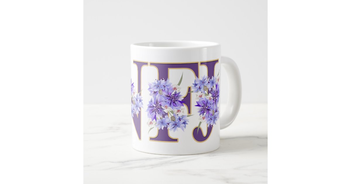 Feminine INFJ Floral Letter MBTI Giant Coffee Mug | Zazzle