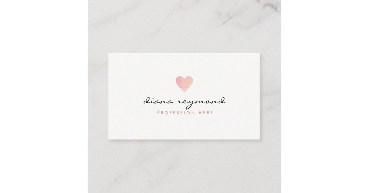 feminine love pink heart professional women business card | Zazzle