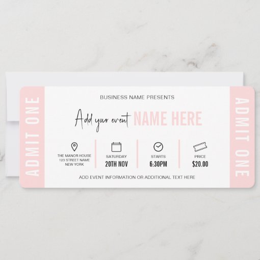 Feminine Modern Event Ticket Company Gift Voucher Invitation | Zazzle