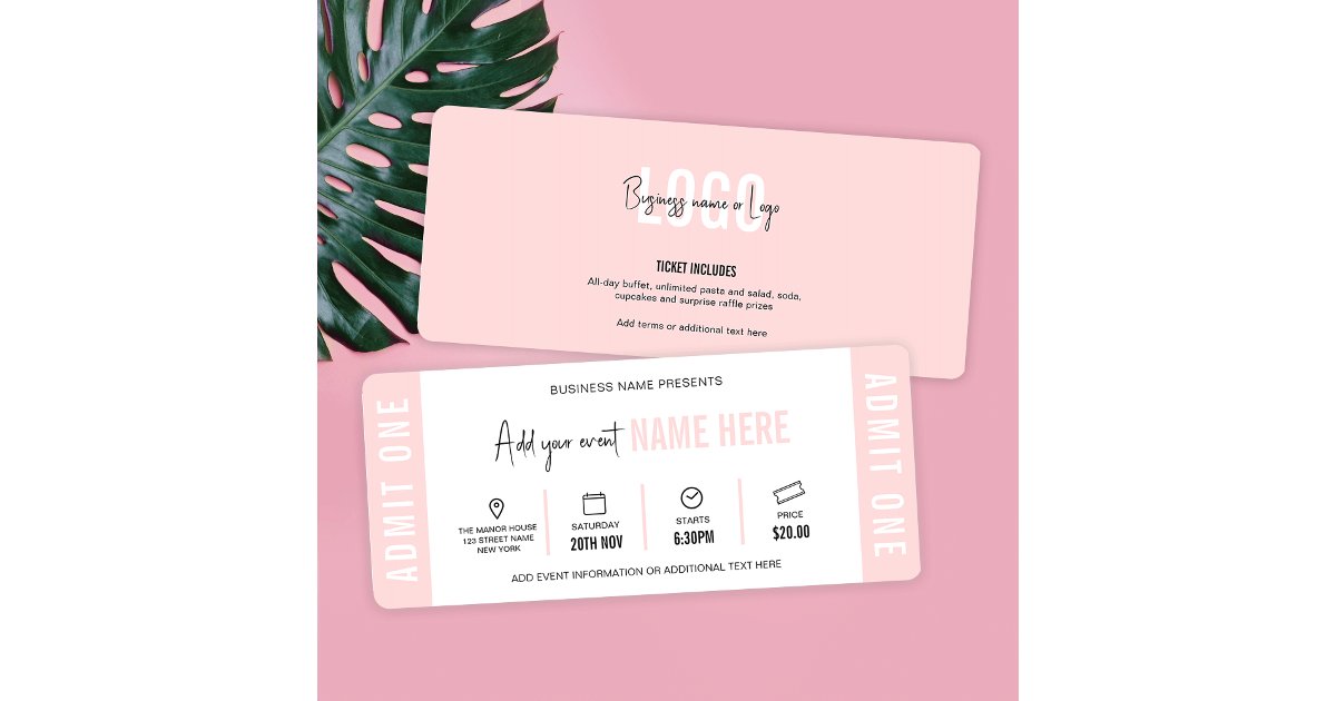 Feminine Modern Event Ticket Company Gift Voucher Invitation | Zazzle