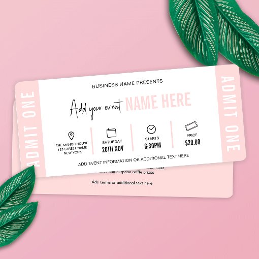 Feminine Modern Event Ticket Company Gift Voucher Invitation | Zazzle