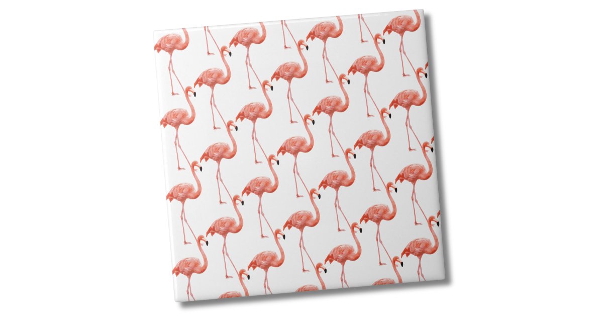 Feminine Pink Flamingo Pattern Ceramic Tile | Zazzle
