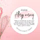 Feminine Pink Food Safety Allergens Alert Warning Classic Round Sticker ...