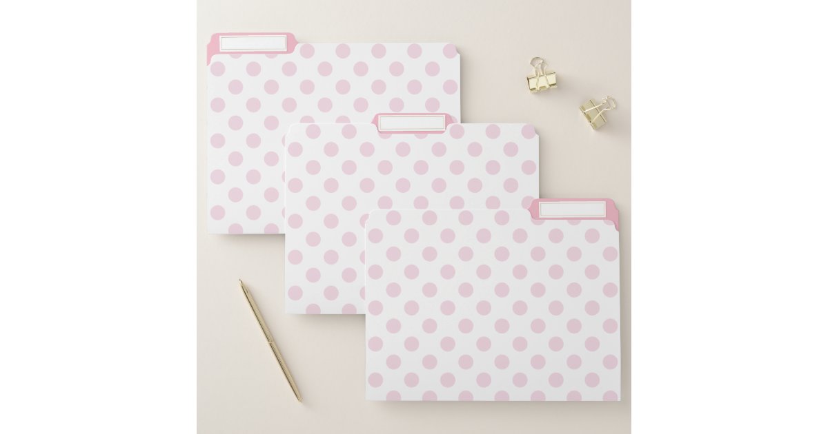 Feminine Pink Polka Dot Patterned File Folder | Zazzle