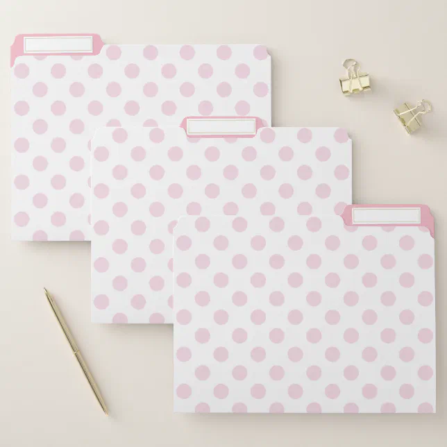 Feminine Pink Polka Dot Patterned File Folder | Zazzle