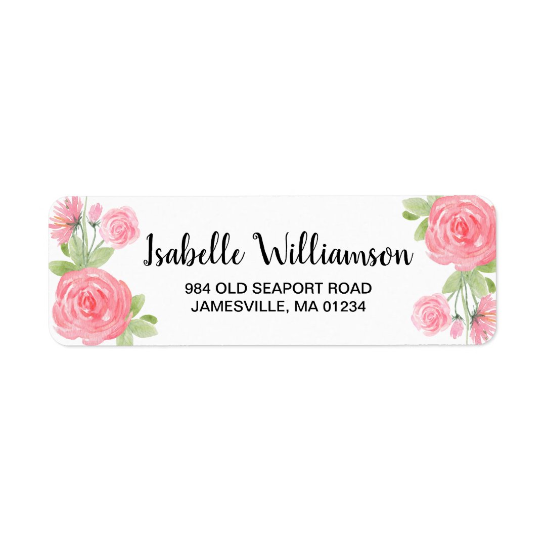 Feminine Pink Roses Return Address Labels | Zazzle