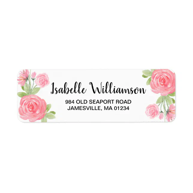 Feminine Pink Roses Return Address Labels | Zazzle