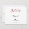 Feminine Pink Watercolor Resin Product Care Guide Thank You Card | Zazzle